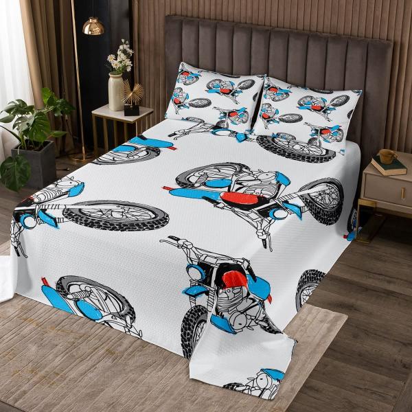 商品名:  Castle Fairy Dirt Bike Bedspread Twin Size Motorcycle Boys Coverlet Set Motocross Quilted Coverlet Set 2Pcs Extrem...