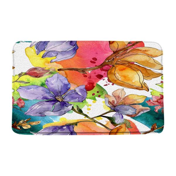 商品名: 春の水彩画 フローラルバスマット バスルーム用 カラフルな花 水彩画 吸収性 バスマット 滑り止め 装飾 速乾性 快適フロアマット (30インチ x 18インチ) Spring Watercolor Floral Bath Mat...