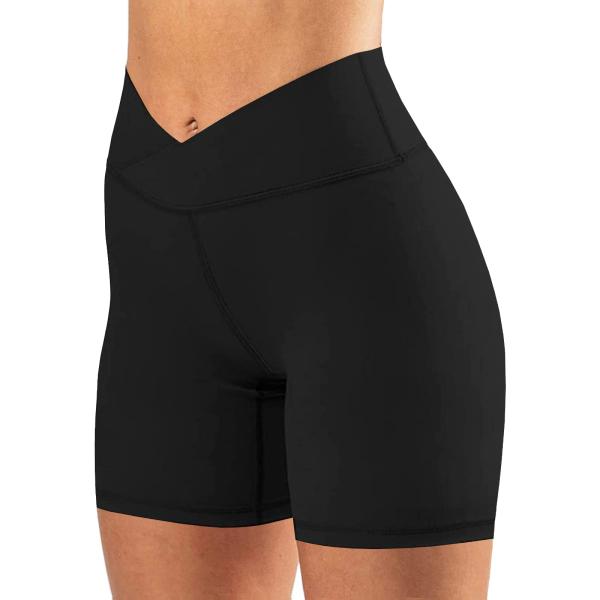商品名:  keriffe Womens Crossover Biker Shorts 5" High Waisted Yoga Workout Athletic Running Spandex Shorts Blackブランド: keri...