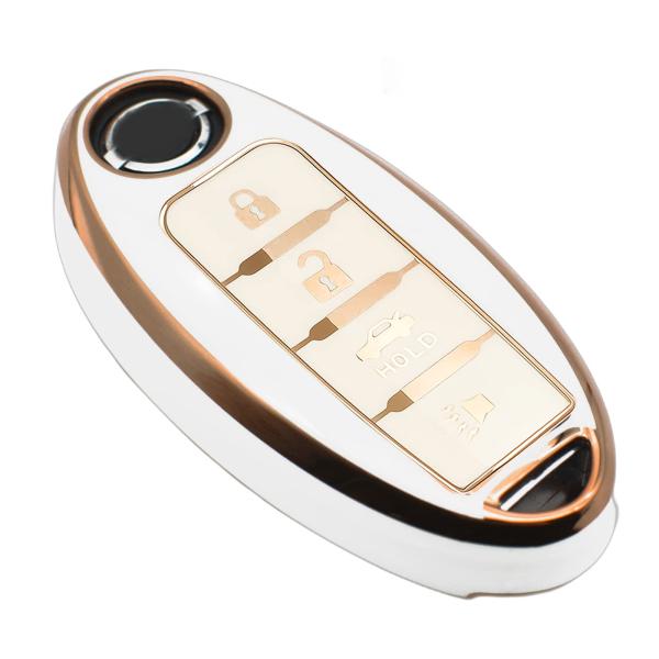 商品名: FEYOUN キーフォブカバー 日産アルティマ アルマダ GT-R セントラ Versa Infiniti Q50 スマート4ボタン TPUリモートキーレスキーフォブケース 保護シェルアクセサリー ホワイト FEYOUN Key ...