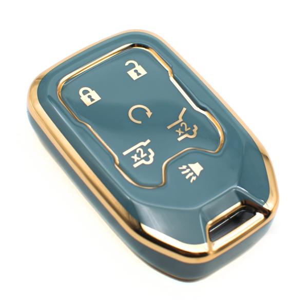 商品名: FEYOUN TPU キーケース GMC スマート 6 ボタン グレー FEYOUN Key Fob Cover Compatible with Chevy Chevrolet Suburban Tahoe GMC Terrain...