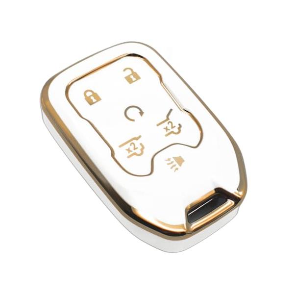 商品名: FEYOUN TPU キーケース GMC スマート 6 ボタン ホワイト FEYOUN Key Fob Cover Compatible with Chevy Chevrolet Suburban Tahoe GMC Terrai...