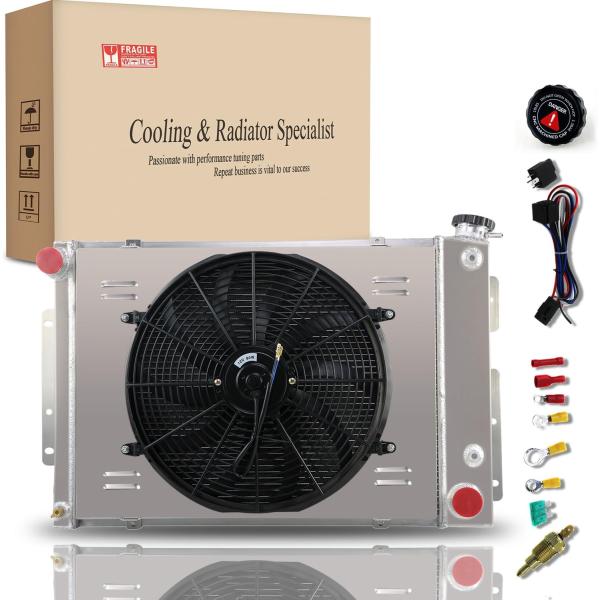 商品名HonorPower 4 Row Radiator for 1967-1969 1968 Chevy Camaro/Pontiac Firebird 67 68 69 V8 23'' Core All Aluminum, with S...