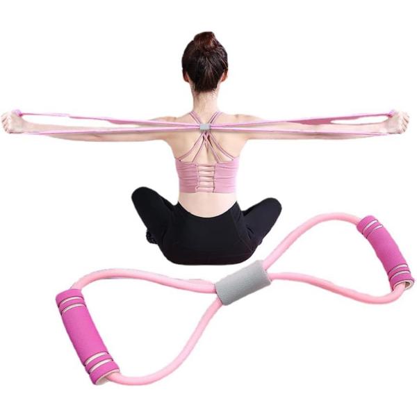 商品名2 Pcs Figure 8 Fitness Resistance Band, Arm|Back Training Elastic Ropes - Pure Barre Workout Chest Arm and Shoulder S...