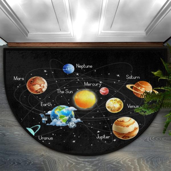 商品名:  Galaxy Planets Solar System Half Round Door Mat Indoor Outdoor Doormat Absorbent Washable Welcome Entrance Way Fro...