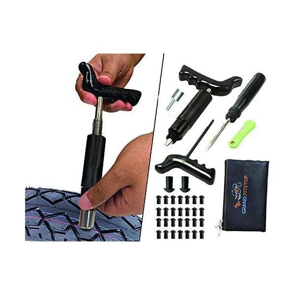 商品名: GRAND PITSTOP Tubeless Tire Puncture Repair Kit for Motorcycle and Cars with Mushroom (30 Plugs) GRAND PITSTOP Tube...