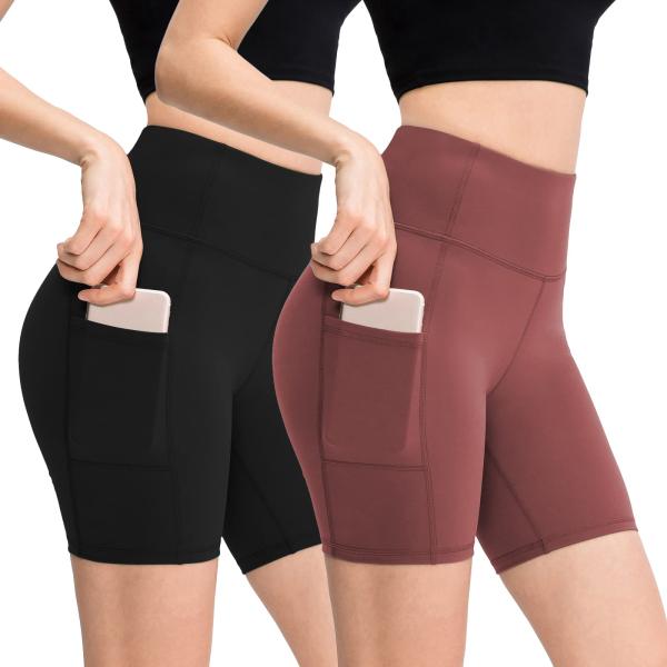 商品名:  HomyComy High Waist Biker Shorts Women Yoga Short with Deep Pockets Tummy Control Athletic Workout Running Shorts ...