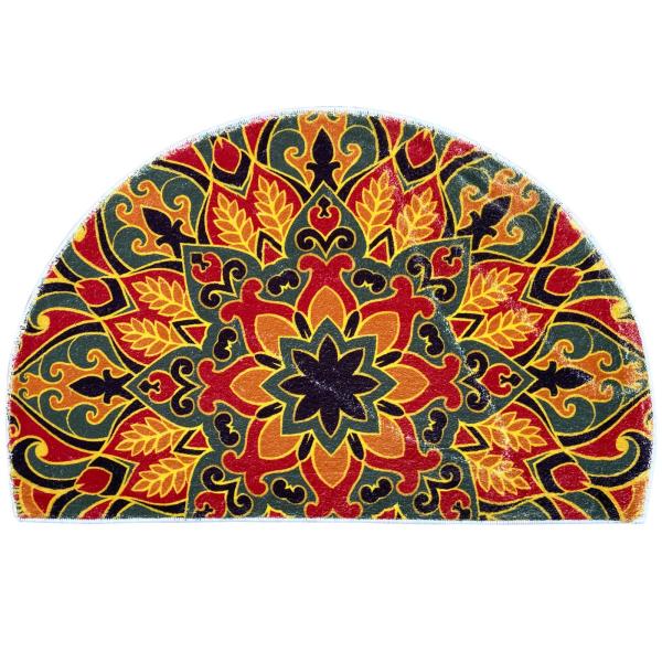 商品名:  Half Round Rugs Bathroom Super Absorbent Bath Mat Boho Artistic Orange Lotus Mystic Mandala Pattern Living Room Ru...
