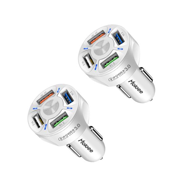 商品名: 2パック カーチャージャーアダプター、4ポート USB QC 3.0 高速電話充電器アダプター、32V 急速充電LEDライトディスプレイ、iPhone 13 Pro Max/12 Pro/11 Pro、カーアクセサリー(ホワイト)...
