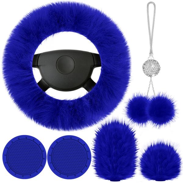商品名:  Frienda 6 Pieces Fluffy Steering Wheel Covers Set, Soft Fur Furry Car Accessories Fuzz Handbrake Cover Gear Shift ...