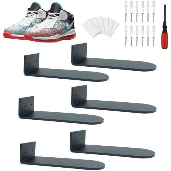 商品名: フローティング シューズ ラック ディスプレイ - 6個セット クリア ディスプレイ ウォール マウント、スニーカーをディスプレイするためのアクリル (ブラック) JEHUPA Floating Shoe Rack Display...