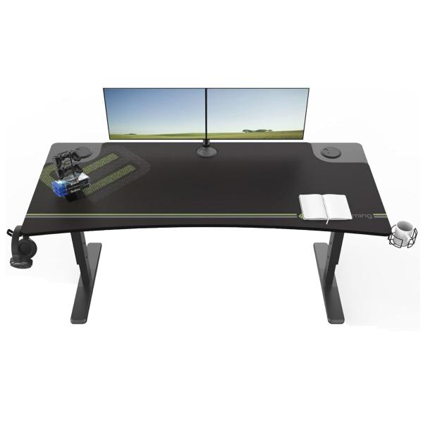 商品名:  DESIGNA Manual Height Adjustable Home Office Computer Desk, 63 Inch Large Curved Edge Standing PC Gaming Table Wor...