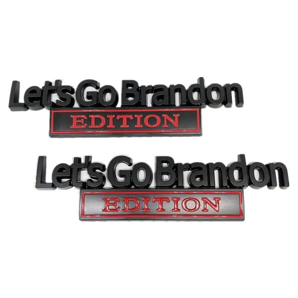 商品名: Let's Go Brandon Edition 車用デカール、カーステッカー3Dレイズレターエンブレム フェンダーステッカートランクテールゲートメタルバッジカークロームデカール(ブラックレッド) 2 PCS Let's Go B...