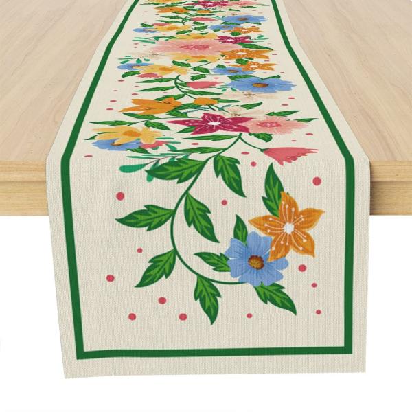 商品名:  Spring Flower Table Runner, Centerpiece Table Runner Decor for Dinning Room Kitchen Home Farmhouse Table Runner De...