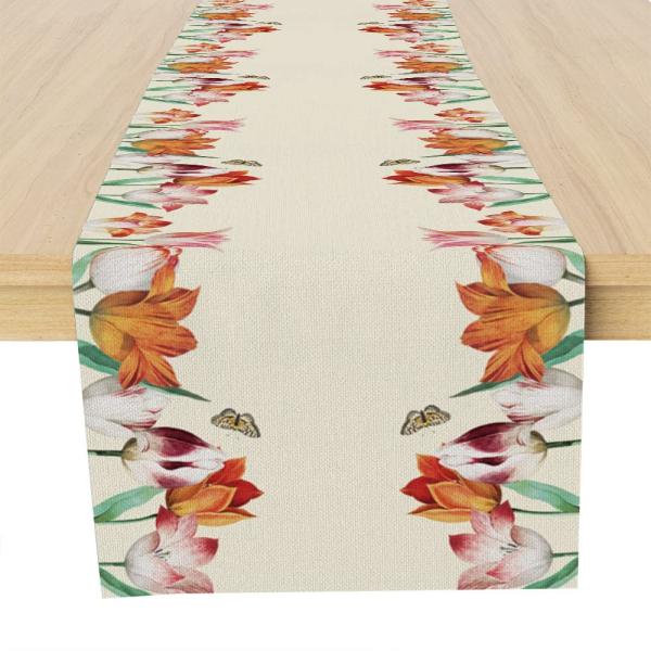 商品名:  Tulip Floral Table Runner, Spring Summer Table Runner Decor for Dinning Room Kitchen Home Farmhouse Table Runner D...