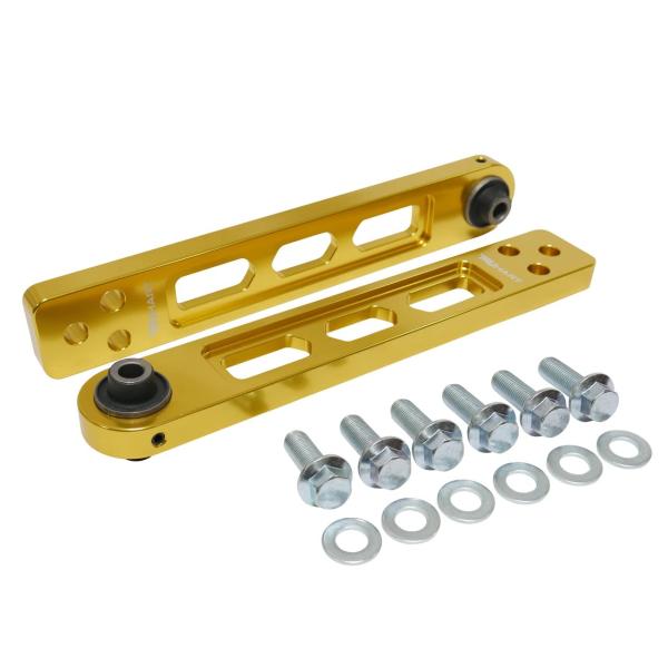 商品名: TruHart リアロワーコントロールアーム 陽極酸化ゴールド 2002-2006 RSX/2002-2007 ELEMENT用 TruHart Rear Lower Control Arms Anodized GOLD For ...