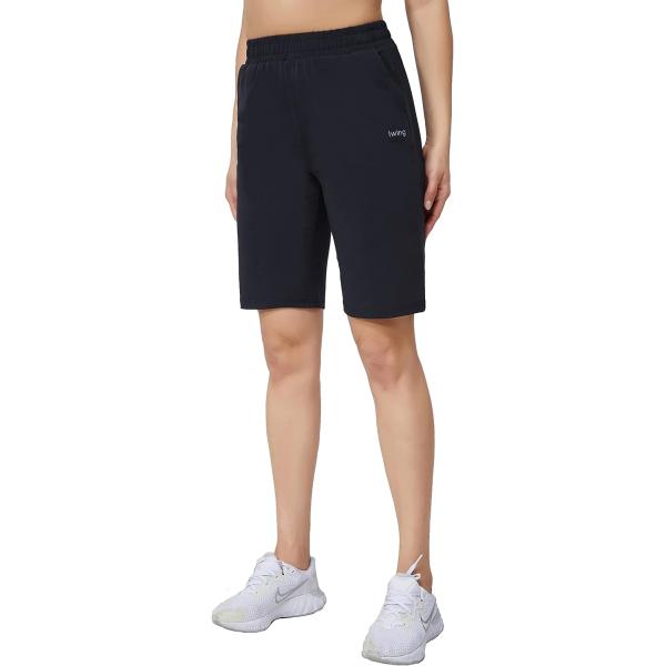 商品名Women's 10"" Long Shorts Running Athletic Workout Cotton Lounge Sweatpants Shorts Hiking Pocket Dark Grey Mブランド：Iwing...