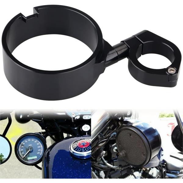 商品名Motorgogo 49mm Motorcycle Side Mount Speedometer Ring Relocator Bracket Housing Clamp Relocation Cover for Harley Spo...