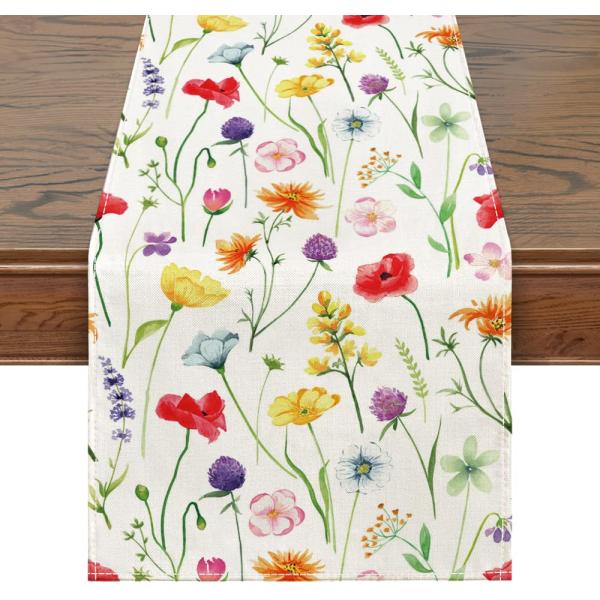 商品名: Siilues 春夏テーブルランナー 春夏デコレーション カラフルな花 テーブルデコレーション 季節 春夏ランナー ホリデー装飾 屋内/屋外テーブルデコレーション用 (13インチ x 90インチ) Siilues Spring S...