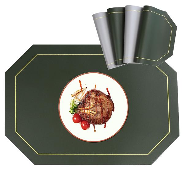 商品名: レザー プレースマット 4枚セット 両面ワイプ可能 防水 洗えるプレースマット 屋内 屋外 プレースマット 家庭用 キッチン用 防汚 プレースマット Faux Leather Placemats Set of 4, Waterpr...