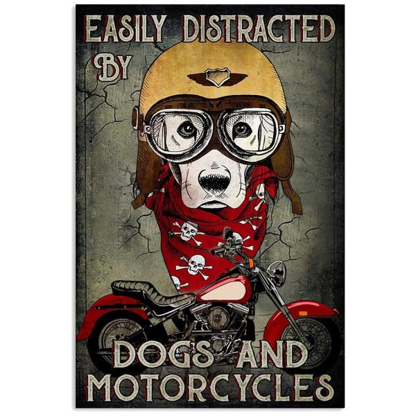 商品名:  SIGNCHAT Easily Distracted by Dogs and Motorcycle Decor Poster Wall Art Tin Sign Decor Metal Sign Poster 8X12 Inch...