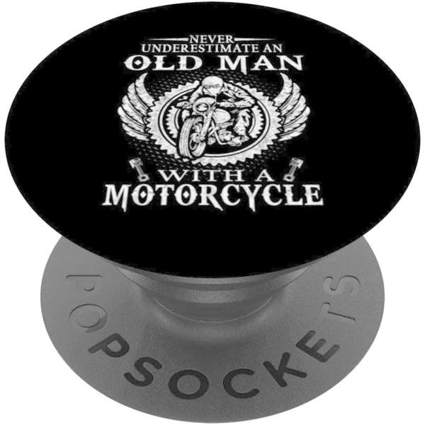商品名Never Underestimate An Old Man With A Motorcycle Biker PopSockets Swappable PopGripブランド：Old Man Dad Grandpa Funny Mot...