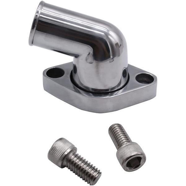 商品名: SHLPDFM クロムスチール シェビー ウォーターネック 15°回転 光沢アルミニウム ウォーターネックサーモスタットハウジング SBC BBC CHEVY 327 350 396 454エンジンに対応 1セット 1 SET S...