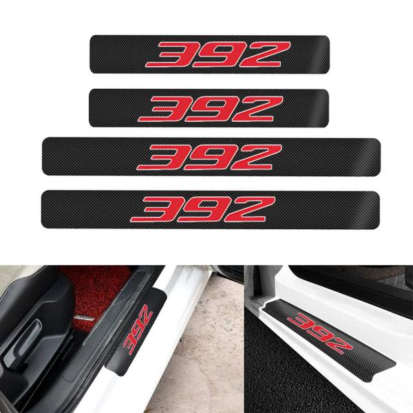 商品名:  suuu 4Pcs/Set,for Dodge Charger Challenger 392 HEMI Car Door Sill Plate Protectors,Carbon Fibre Vinyl Reflective C...