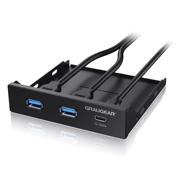 商品名: GRAUGEAR 3.5''インチベイ対応 PCマルチフロントパネルに搭載 3ポートハブ USB 3.2 Gen2 Type-C USB-Cポート、USB 3.0コンピューター用 3.5インチコンピューターシャーシのフロントブラケ...