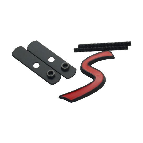 商品名: Sロゴバッジ フロントグリル エンブレムステッカー デカール 1枚 Cooper R50 R52 R53 R56 R57用 (ブラックレッド) 1Pc S Logo Badge Front Grille Emblem Sticke...