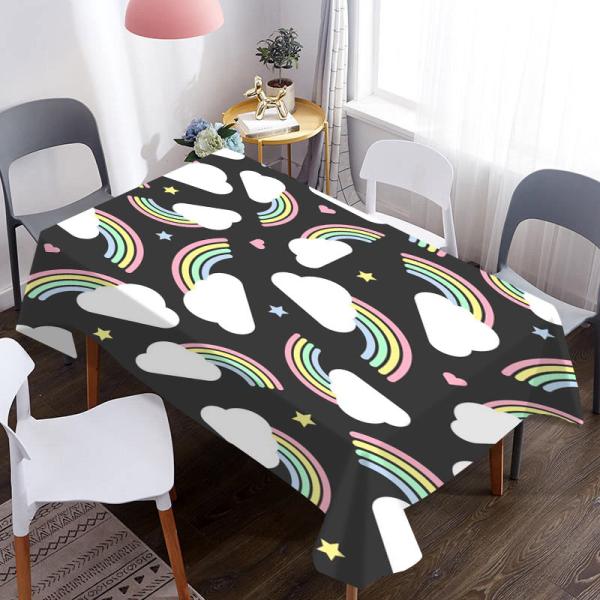 商品名: HGFHGDM 3Dスクエアテーブルクロスレインボークラウド防水ダイニングテーブルデコレーションバースデーパーティー屋外ピクニックテーブルクロス HGFHGDM 3D Square Tablecloth Rainbow Cloud...