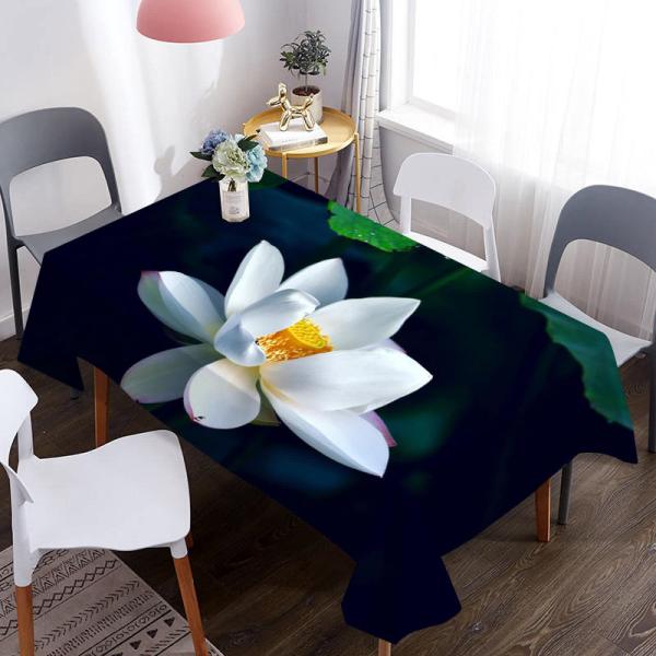 商品名: HGFHGDM 3Dスクエアテーブルクロスホワイトロータス防水ダイニングテーブルデコレーションバースデーパーティー屋外ピクニックテーブルクロス HGFHGDM 3D Square Tablecloth White Lotus Wa...