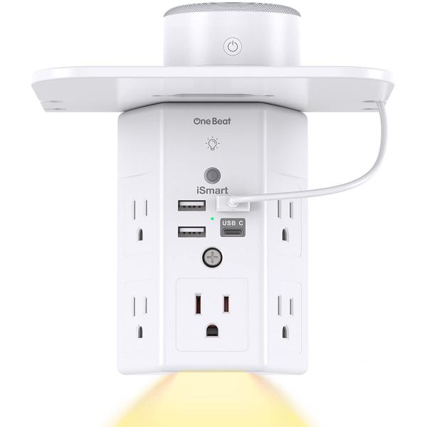 商品名: Multi Plug Outlets, Wall Outlet Extender with Night Light and Outlet Shelf, 5-Outlet Surge Protector Power Strip wi...