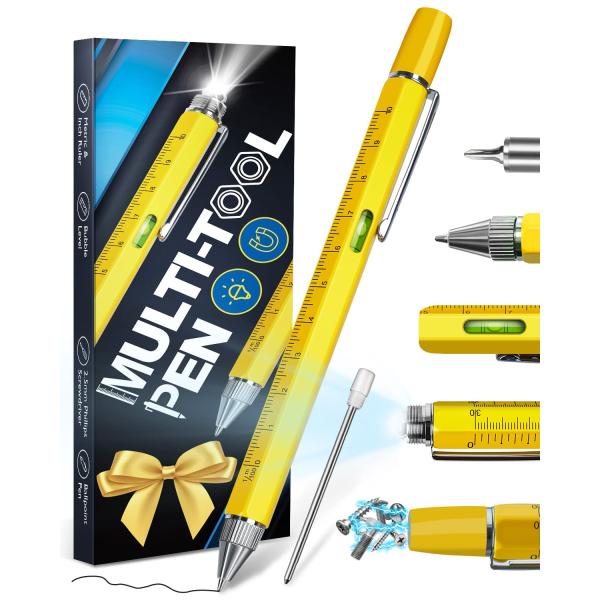 商品名: メンズストッキングスタッファー マルチツールペン 6イン1ポケットツール 男性用 クリスマスギフト お父さん 祖父 彼 夫 マルチツール クールなガジェット メンズ エンジニア 大工 建設アクセサリー メンズ Stocking S...