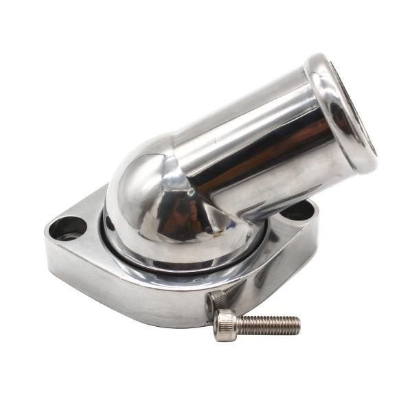 商品名: SHLPDFM クロムメッキ 光沢アルミニウム 45°ウォーターネック サーモスタットハウジング付き Ls1、Ls2、Ls3、Ls7、Ls9、Lsa、L76、L92シボレー(gm)エンジン4.8L、5.3L、6.0Lエンジンに適合...