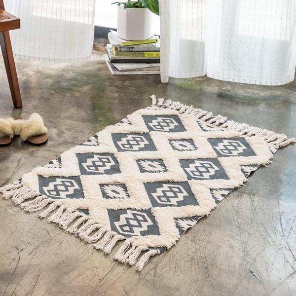 商品名lightlux Cotton Check Rug , Plaid Rug, Washable Hand-Woven Outdoor Checkered Rugs for Layered Door Mats (24"" x 36"",...