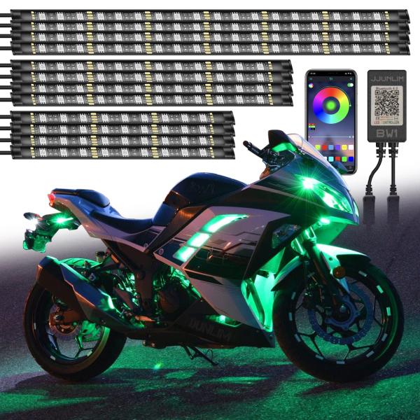 商品名:  JJunLiM 12PCS Motorcycle Underglow LED Strip Light Kit Waterproof RGB Neon Accent Light Ground Effect Atmosphere L...