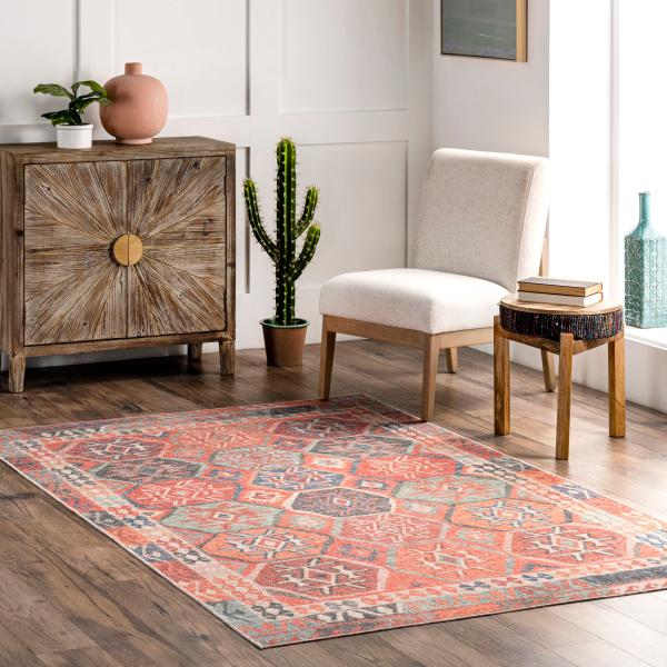 商品名:  nuLOOM Vivien Moroccan Tiles Machine Washable Area Rug, 5x8, Rustブランド: nuLOOM商品サイズ: 5 x 8 Feet高さ: 55cm横幅: 36cm奥行: ...