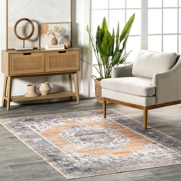 商品名:  nuLOOM Crysta Medallion Stain-Resistant Machine Washable Area Rug, 5x8, Rustブランド: nuLOOM商品サイズ: 5 x 8 Feet高さ: 56cm横...