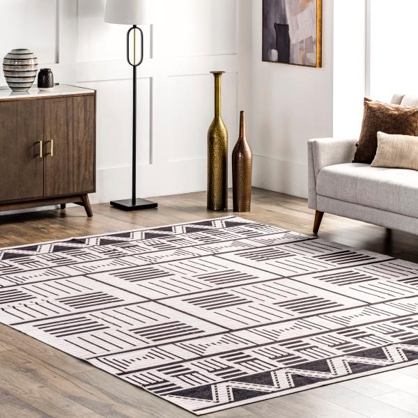 商品名:  nuLOOM Evia Tribal Stripes Machine Washable Ultra Thin Area Rug, 5' x 8', Charcoalブランド: nuLOOM商品サイズ: 5 x 8 Feet高さ:...