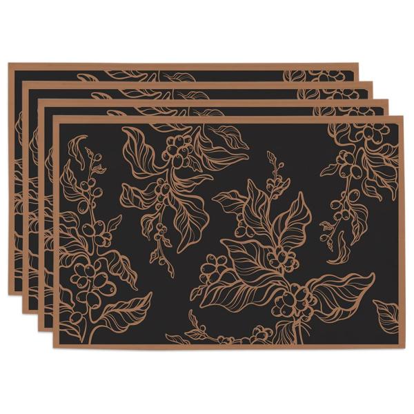 商品名:  Coffee Botanical Placemats Indoor Set of 4 Washable Non-Slip Coffee Plants, Dining Kitchen Table Mats for Home Res...