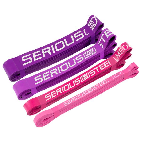 商品名: Serious Steel Fitness ラテックス不使用 (ラテックスフリー抵抗バンド) 抵抗バンド エクササイズバンド | 懸垂 自宅でのトレーニング 筋力トレーニング レジスタンストレーニングに (41インチ ピンクセット...
