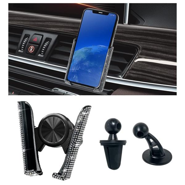 商品名: Sbode (スボデ) Bling 車用携帯電話ホルダー 360度調節可能 クリスタル自動車用携帯電話マウント ユニバーサルカーダッシュエアベント ラインストーン携帯電話ホルダー 自動車スタンド電話マウント カーシャイニーアクセサ...