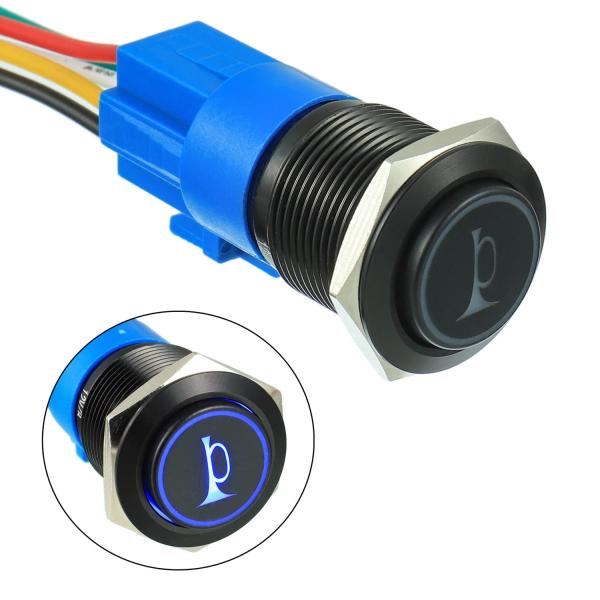 商品名:  EPLZON 16MM 12V Car Horn Momentary Button Blue LED Lighted Momentary Metal Speaker Air Horn Toggle Switch with Soc...