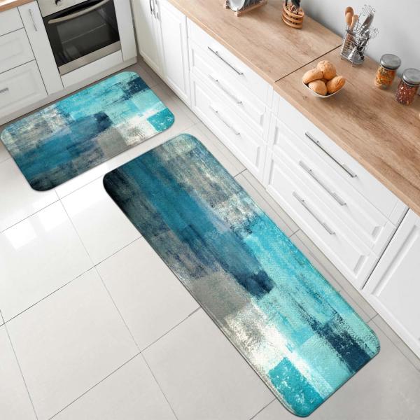 商品名:  Lnond Turquoise Kitchen Rugs and Mats Non-Skid Washable,Teal Kitchen Decor and Accessories,Abstract Art Kitchen Ru...