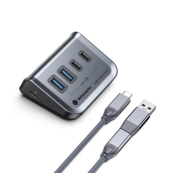 商品名: Yottamaster USB 3.2 ハブ 4ポート Type C - USB 3.2 Gen2 10Gbps データハブ 2USB-A &amp; 2USB-C付き 電源USBハブ 5V/2A ノートパソコン iMac Sur...