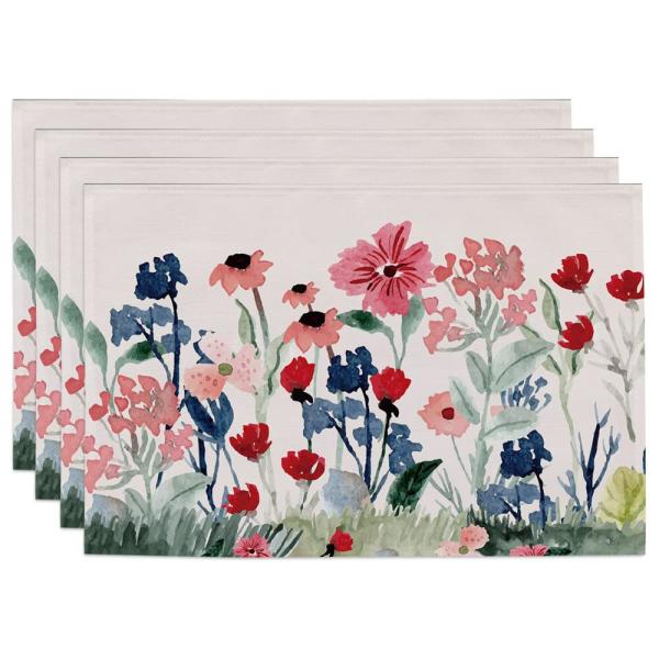 商品名:  Wild Flowers Indoor Set of 4 Washable Non-Slip Outdoor Summer Spring Seasonal Place Mats, Dining Kitchen Table Mat...