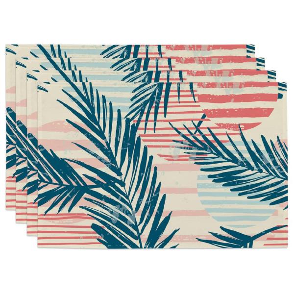 商品名:  Tropical Palm Placemats Indoor Set of 4 Washable Non-Slip Outdoor Summer Leaves Place Mats, Dining Kitchen Table M...