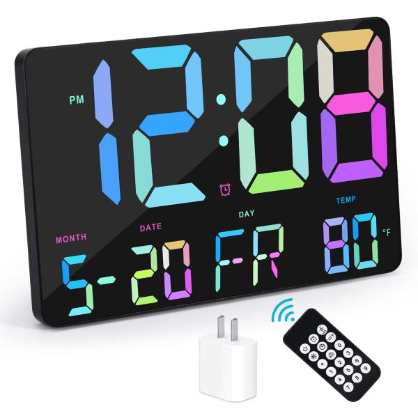 商品名:  Amgico Digital Alarm Clock, 11.5" LED Large Display Wall Clock with Digital Calendar, 12H/24H, Snooze, Brightness ...