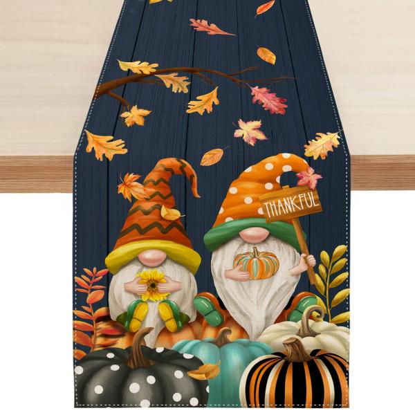 商品名: Sambosk 秋 パンプキン ノーム テーブルランナー 秋 感謝祭 カエデの葉 テーブルランナー キッチン ダイニング コーヒー 屋内外 ホームパーティー装飾 13 x 72インチ SK092 Sambosk Fall Pump...
